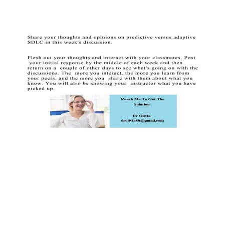 Share your thoughts and opinions on predictive versus adaptive S.docx
