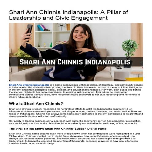 Shari Ann Chinnis Indianapolis_ A Pillar of Leadership and Civic Engagement.docx | Non-Profit ...