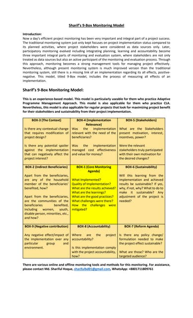 Sharif's 9-BOX Monitoring Model for Adaptive Programme Management | PDF Sharif's 9-BOX Monitoring Model for Adaptive Programme Management | PDF