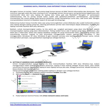 Sharing data-printer-dan-internet-pada-windows-7-seven | PDF