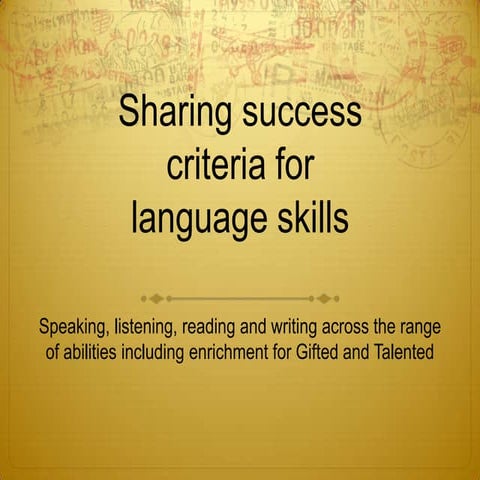 Sharing success criteria for language tutorial | PPTX