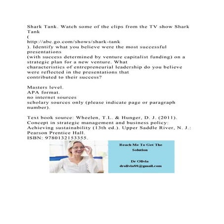 Shark Tank. Watch some of the clips from the TV show Shark Tank(.docx ...