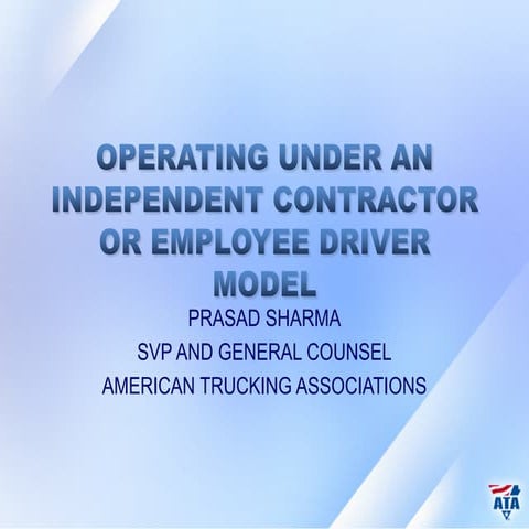 "Operating Under an Independent or Employee Driver Model" | PPT | Free ...