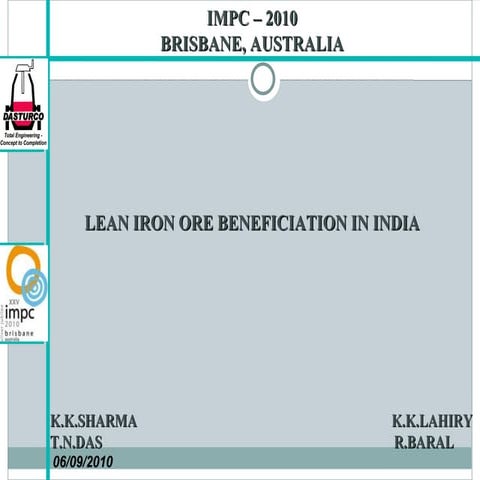 Lean Iron Ore Beneficiation in India | PPT