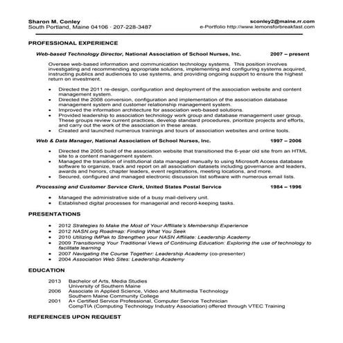 Sharon Conley's Resume | PDF