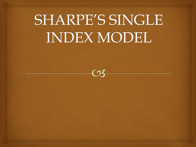 Single index model | PPTX
