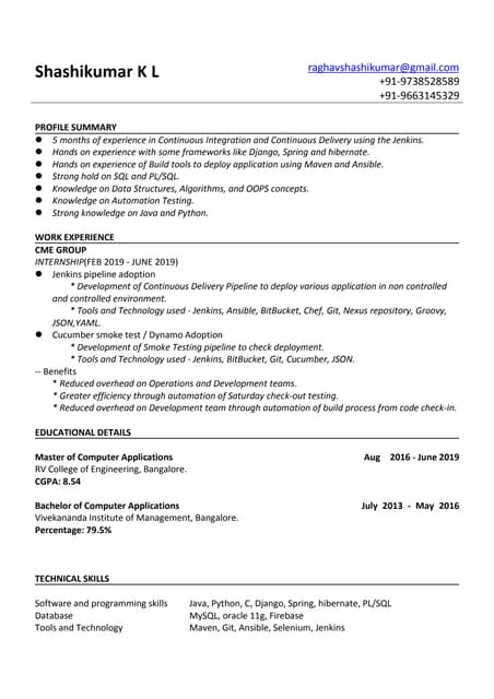Vishal Singh's updated resume for reference | PDF