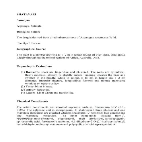 Detail Description on Saponin - Shatavarin and Flavonoid - Resveratrol ...