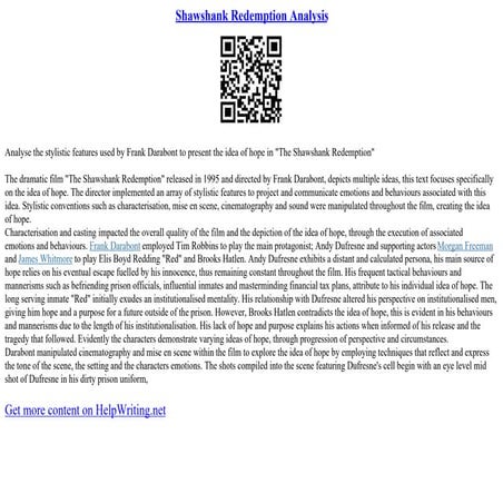 Shawshank Redemption Analysis | PPT