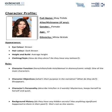 Character profile alex | DOCX