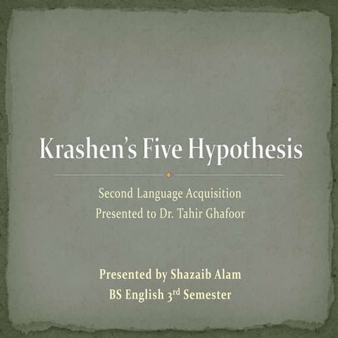 Krashen Five Hypothesis-Second language aquisition- Shaim Chaudry | PPT