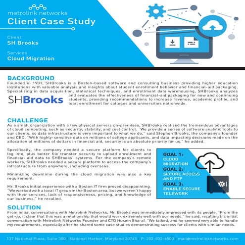Metrolink Networks - Cloud Migration Case Study: SHBrooks | PDF