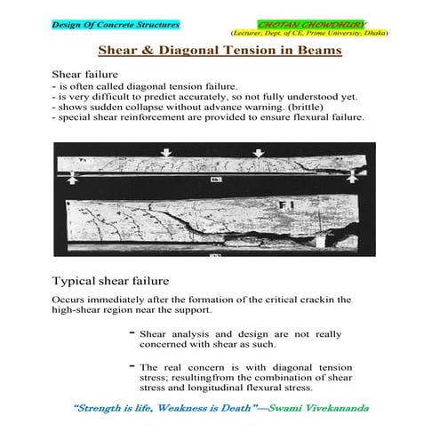 Shear & diagonal tension in beam by chotan chowdhury(ce 313 2nd e-sp-21 ...