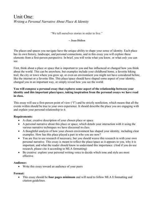 Place identity narrative assignment | PDF