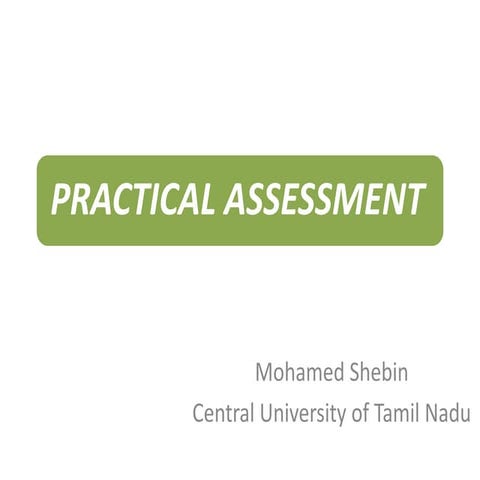 Practical Learning and assessment | PPTX