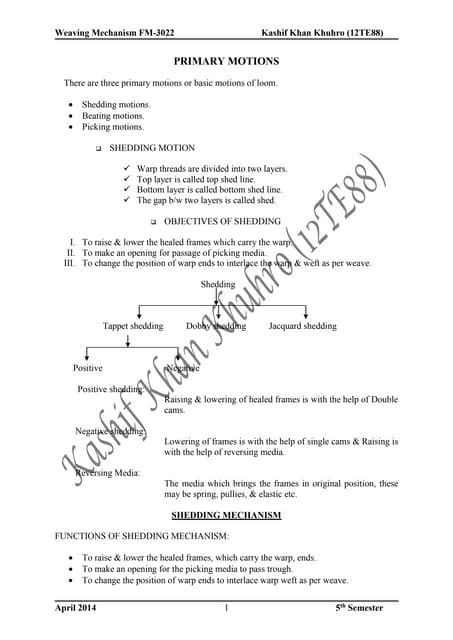 Single lift single cylinder(SLSC) jacquard | PPTX | First Aid | Injuries