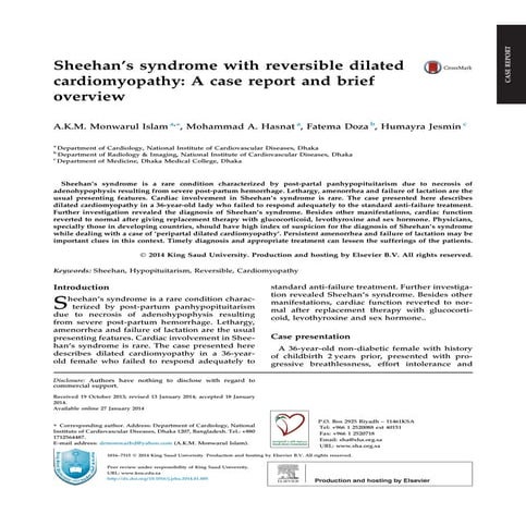Sheehan syndrome jsha | PDF