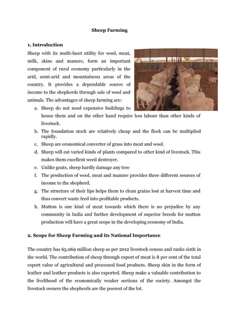 Project report for sheep breeding farm | PDF