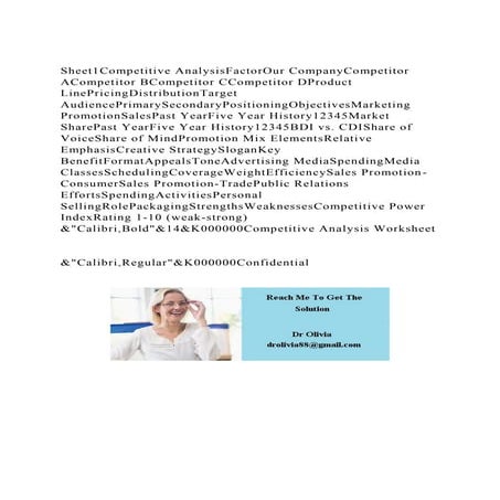 Sheet1Competitive AnalysisFactorOur CompanyCompetitor ACompetitor .docx