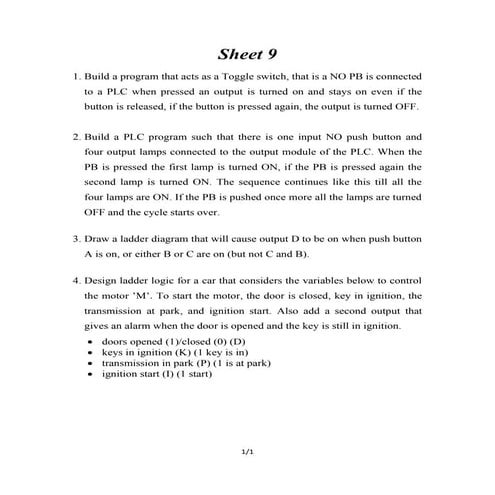 Question Bank Programmable Logic Controller | PDF