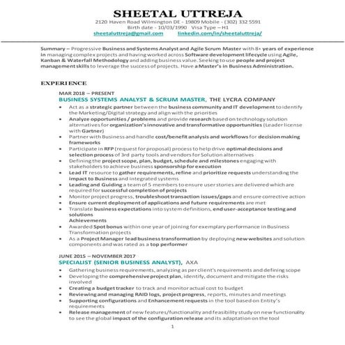 Sheetal uttreja's CV | DOCX