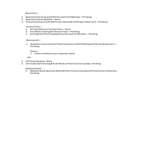 Designing pending work list | DOCX