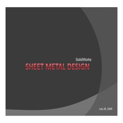 Solidworks sheet metal tutorial | PDF