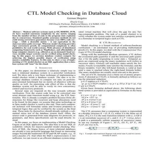 CTL Model Checking in Database Cloud | PDF