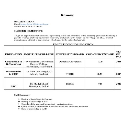 Shekar begari | PDF | Internet | Computing