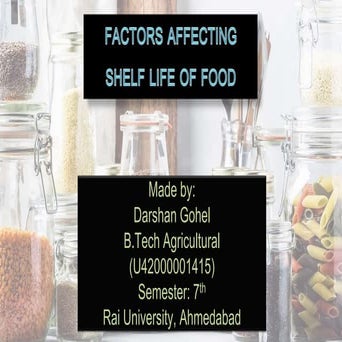 Factors affecting Shelflife of food | PPTX