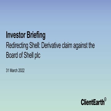 ClientEarth Claim towards Board of Shell plc | PPT