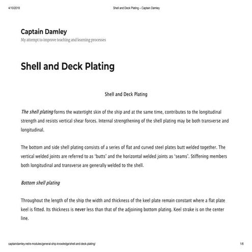 Shell and deck plating | PDF