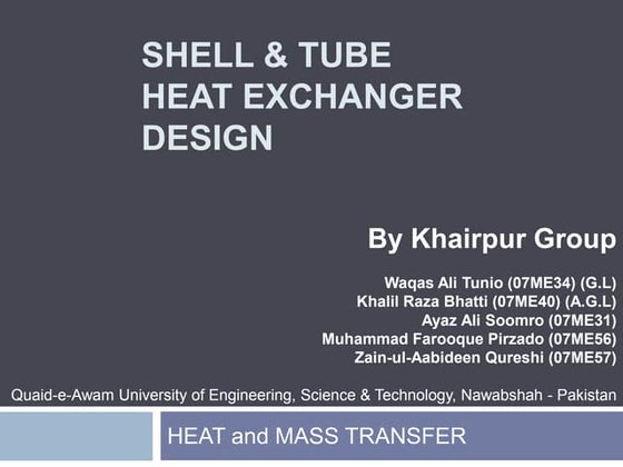 Parts of shell and tube heat exchanger | PPTX | Physics | Science