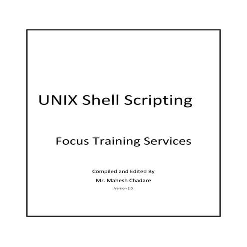 Unix shell scripting advanced and unique cours | PDF