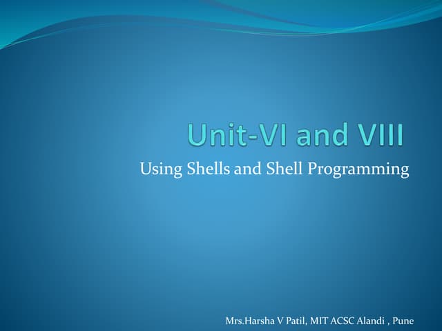 18 Unix Tutorial Shell Programming Shell Variables 7442