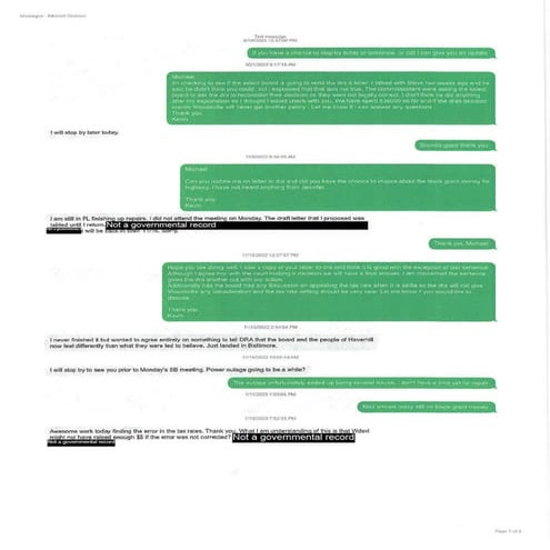 Text Messages Between Haverhill Select Board Member Michael Graham and Woodsville Administrator ...