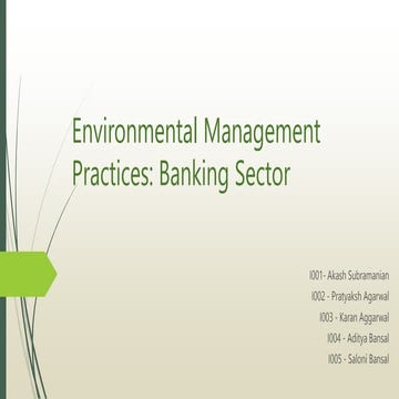 Environmental Management practices: Banking Sector | PPTX | Green ...