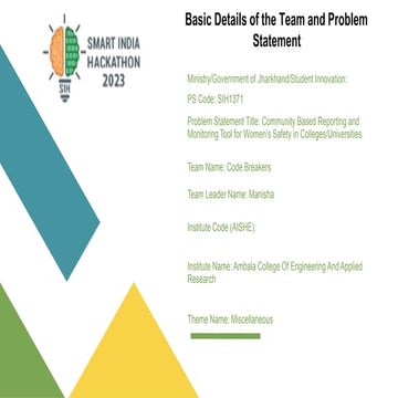 SHE app prepared to present in heckathon | PPTX