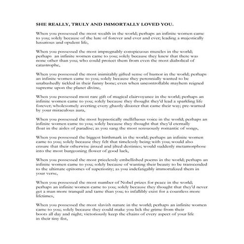 She Really, Truly And Immortally Loved You. | PDF