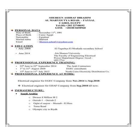 Shereen ashraf cv. | PDF