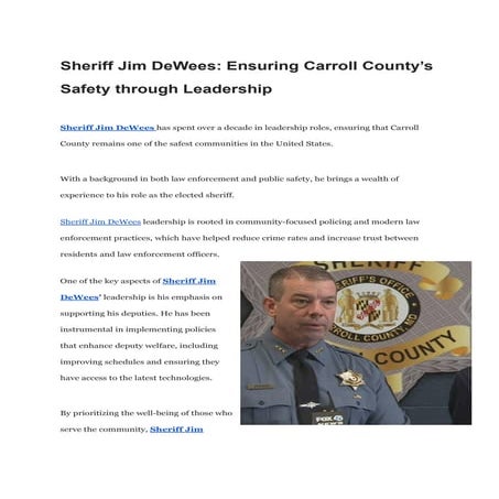 Sheriff Jim DeWees-Ensuring Carroll County’s Safety through Leadership ...