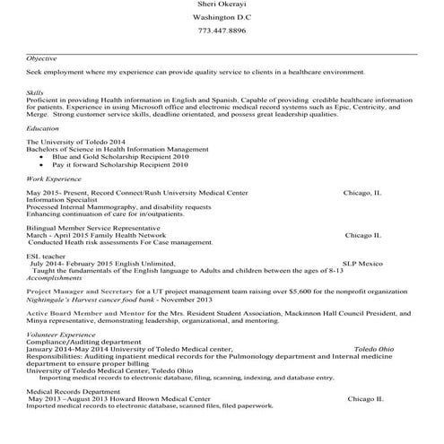 Sheri's resume june 2016 | PDF