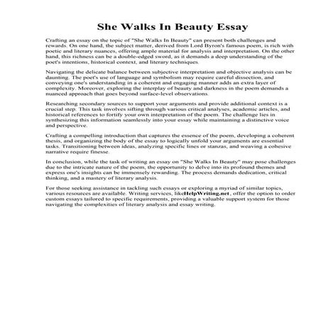 She Walks In Beauty Essay.pdfShe Walks In Beauty Essay. POETRY REVISION ...