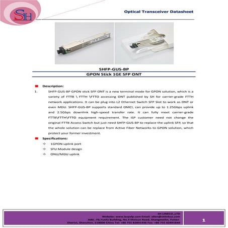 GPON Stick SFP ONT | PDF