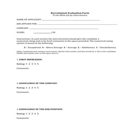 Job Fair recruitment evaluation form 2016 | PDF