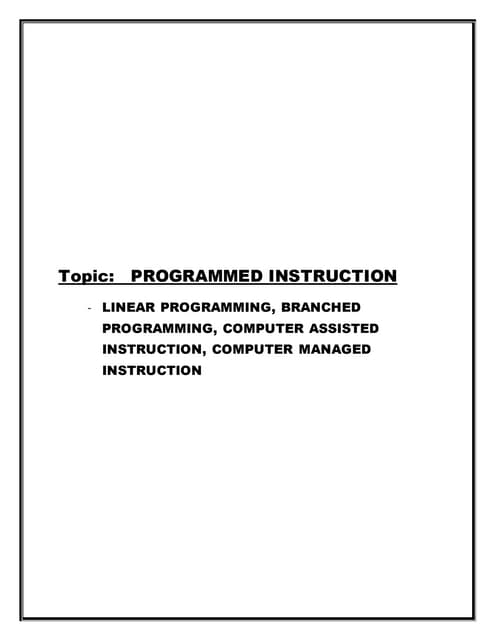 Programmed instruction | PDF | Educational Assessment | Education