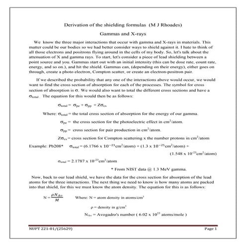 Shielding Equation Derivations For X And Gamma Rays | PDF