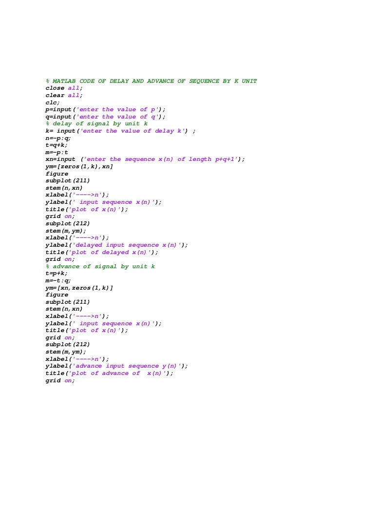 Matlab Code Of Shifting Sequence