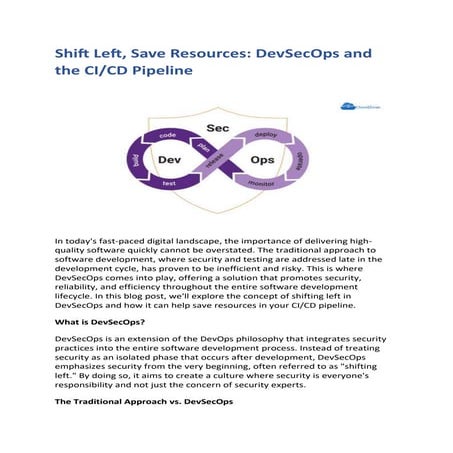 Shift Left Save Resources Devsecops And The Cicd Pipeline Pdf