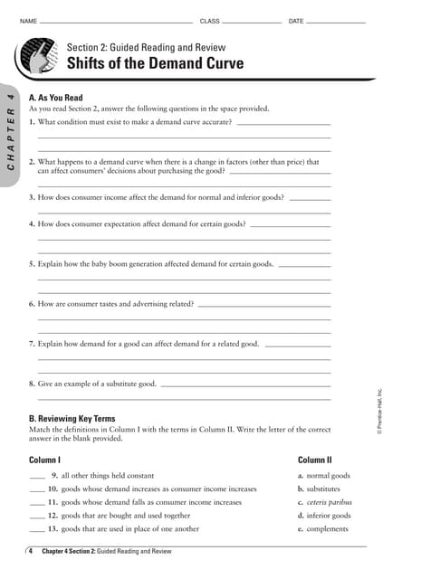 Demand curve worksheet | DOC